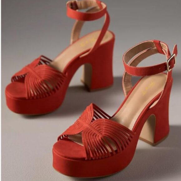Fowt | Shoes | Fowt Orange Red Open Toe Platform Ankle Strap Buckle ...